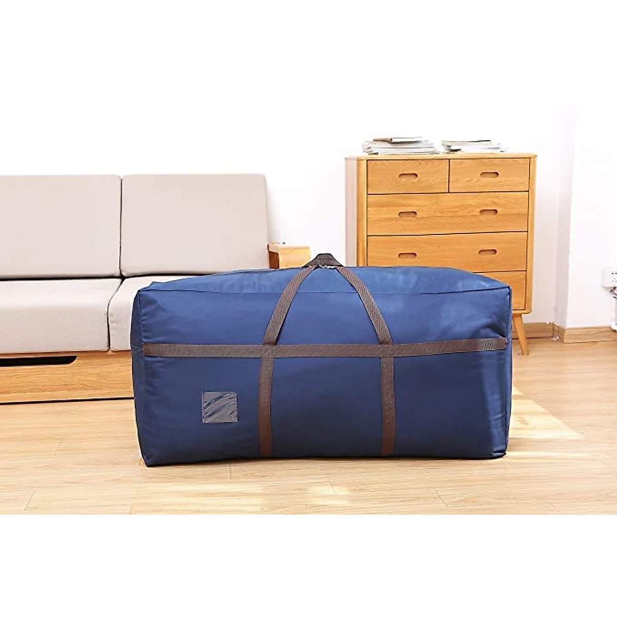 2 Pack Blue Large Duffel Bag for Traveling - Heavy-Duty 600D Polyester, Waterproof with Reinforced Handles, Holds 100 lbs - Premium Quality Duffle Bag Perfect for Travel & Storage - 42" x 16" x 20" In