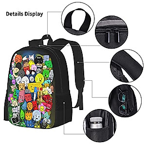 MXSLOVE Casual 2 Pieces Backpack Set, Battle for Bfdi Shoulder Bookbag Travel Bag with Lunch Tote
