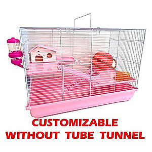 Large 3-Levels Dwarf Hamster Expandable and Customizable Habitat House Cage for Rodent Gerbil Mouse Mice Rat with Crossover Tube Tunnel