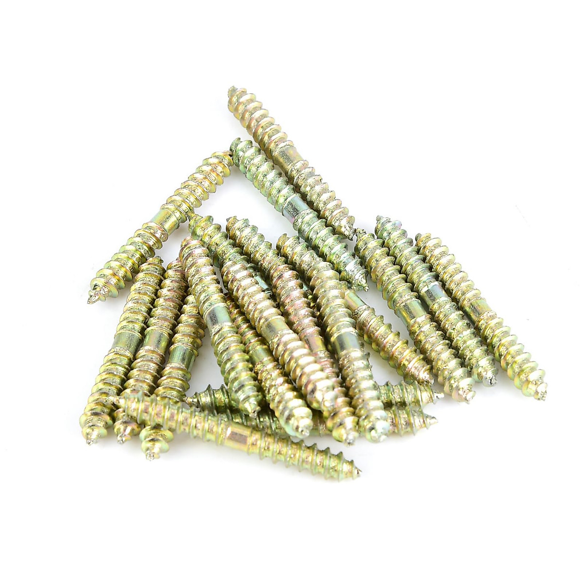 20pcs M5 40mm Dowel Screw Iron Double Ended Screw Zinc Plating Self-Tapping Thread Screw Wood to Wood Dowel Screw Connecting Wood