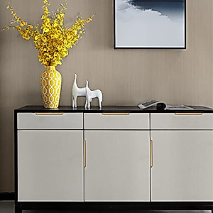 Satanga 5Pack Edge Finger Tab Pull for Cabinets Kitchen Concealed Aluminum Flat Hidden Bar Pulls Drawer Pulls Easy to Install 3.15inch 80mm Overall Length Brushed Brass