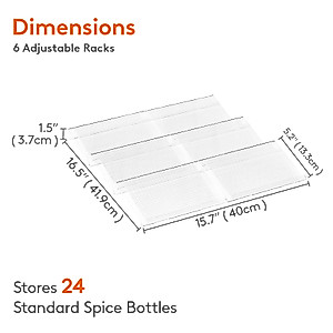Lifewit Spice Drawer Organizer Spice Rack Seasoning Jars Storage Tray Adjustable Expandable for Kitchen, Countertop, Cabinet, Shelf, 3 Tiers, Set of 6, Clear
