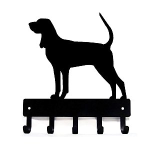 The Metal Peddler Coonhound - Key Holder & Dog Leash Hanger for Wall - Large 9 inch Wide with 5 Hooks - Made in USA