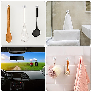 Grevosea 12 Pieces Suction Cup Hooks,Suction Cups for Glass Table Tops Clear Plastic Sucker Pads with Screw and Nut for Outdoor Kitchen Bathroom Shower Wall Window Mirror Glass Daily Hanging 40 mm