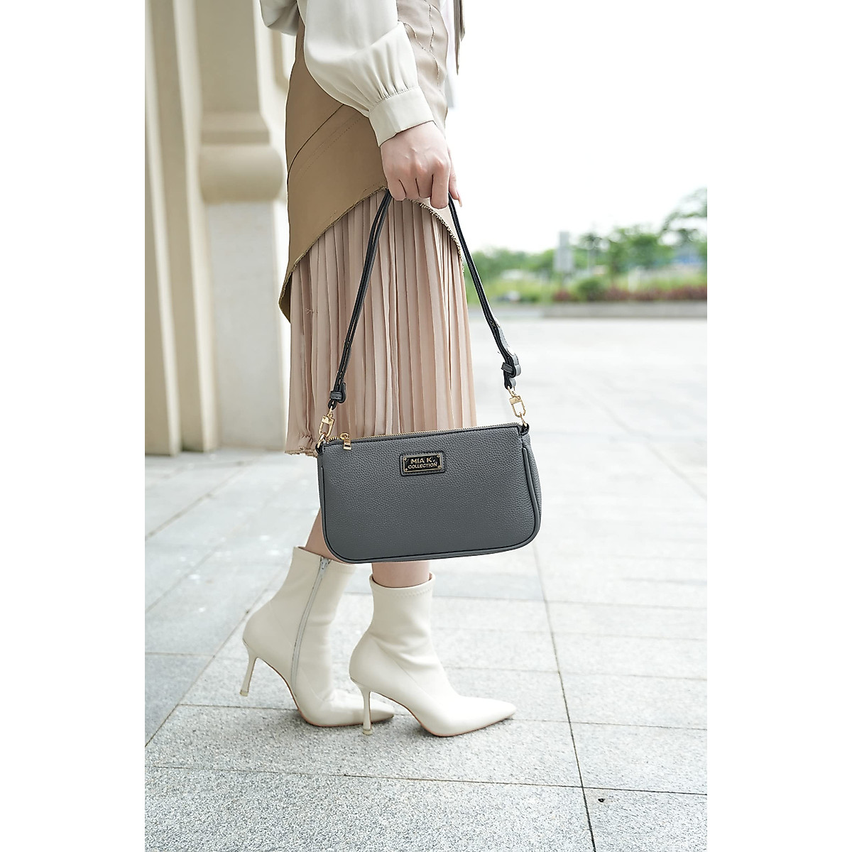 MKF Collection Shoulder Bag for Women, Crossover Handbag Purse Top-Handle Crossbody Bag Black