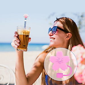 12 Pack Silicone Straw Covers Reusable Straw Toppers Drinking Straw Caps for 6-8 mm Straws Cute Portable Straw Tips Cover