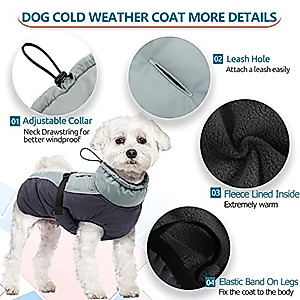 SUNFURA Dog Cold Weather Coat, Turtleneck Windproof Waterproof Dog Winter Jacket Outdoor Pet Vest with Warm Fleece Lined and Fur High Collar, Reflective Thick Dog Clothes for Small Medium Large Dogs