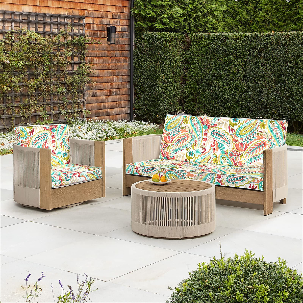 DYTXIII Patio Outdoor Cushion Cover Slip Cover W45 x D18 x H3 Inch with Zipper for Bench Loveseat Furniture, UV Protection Cushion Covers Replacement Covers 1 Pack, Pretty Paisley(Covers ONLY)