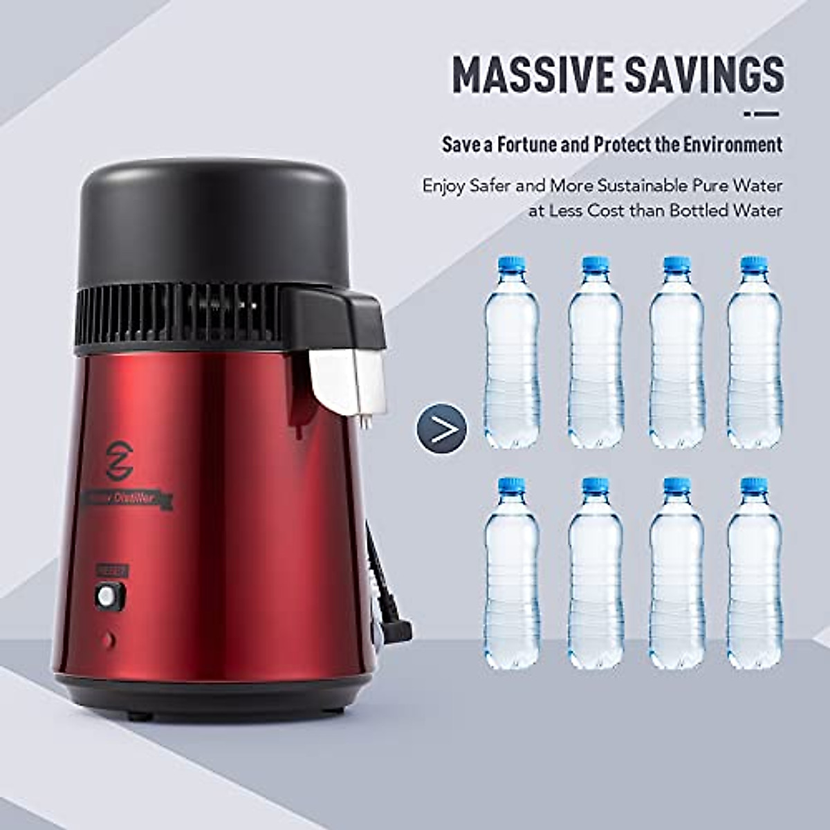 CO-Z Water Distiller, Stainless Steel Distilling Pure Water Machine for Home Countertop Table Desktop, 4L Distilled Water Making Machine, 4 Liter Water Purifier to Make Clean Water for Home