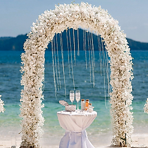 Linnai Products 7.75 FT Lightweight Metal Arch/Garden Arbor; Great for Weddings, Bridal Showers, Lawn Parties, Gardens, Flowers, Vines, and Outdoor and Indoor Decorations; Easy to Assemble, Black