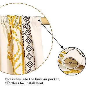 ColorBird Embroidery Diamond Semi-Blackout Window Curtains 2 Panels Boho Cotton Linen Darkening Curtains Rod Pocket Window Drapes for Living Room Bedroom (52" W x 63" L, Yellow)