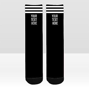 LoveHujiu Custom Stripe Sports Socks Personalized Socks With Text Funny Crew Sock Birthday Christmas Novelty Socks Gifts For Men Women