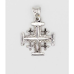 Sterling Silver (925) Jerusalem Crusader's cross Pendant Handcrafted in the Holy Land. Engraved by diamond cutting machine.