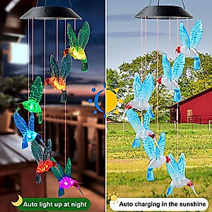 Hummingbird Wind Chimes, Garden Gifts, Solar Wind Chime, Garden Decor, Wind Chimes Outside, Gifts for mom, Chime Outdoor