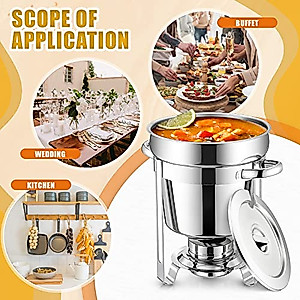 3 Pack Soup Warmer Soup Chafers for Catering Commercial Food Warmer with Pot Lid and Fuel 7 Qt Round Chafing Dish Buffet Set for Catering Buffet Servers Parties Events