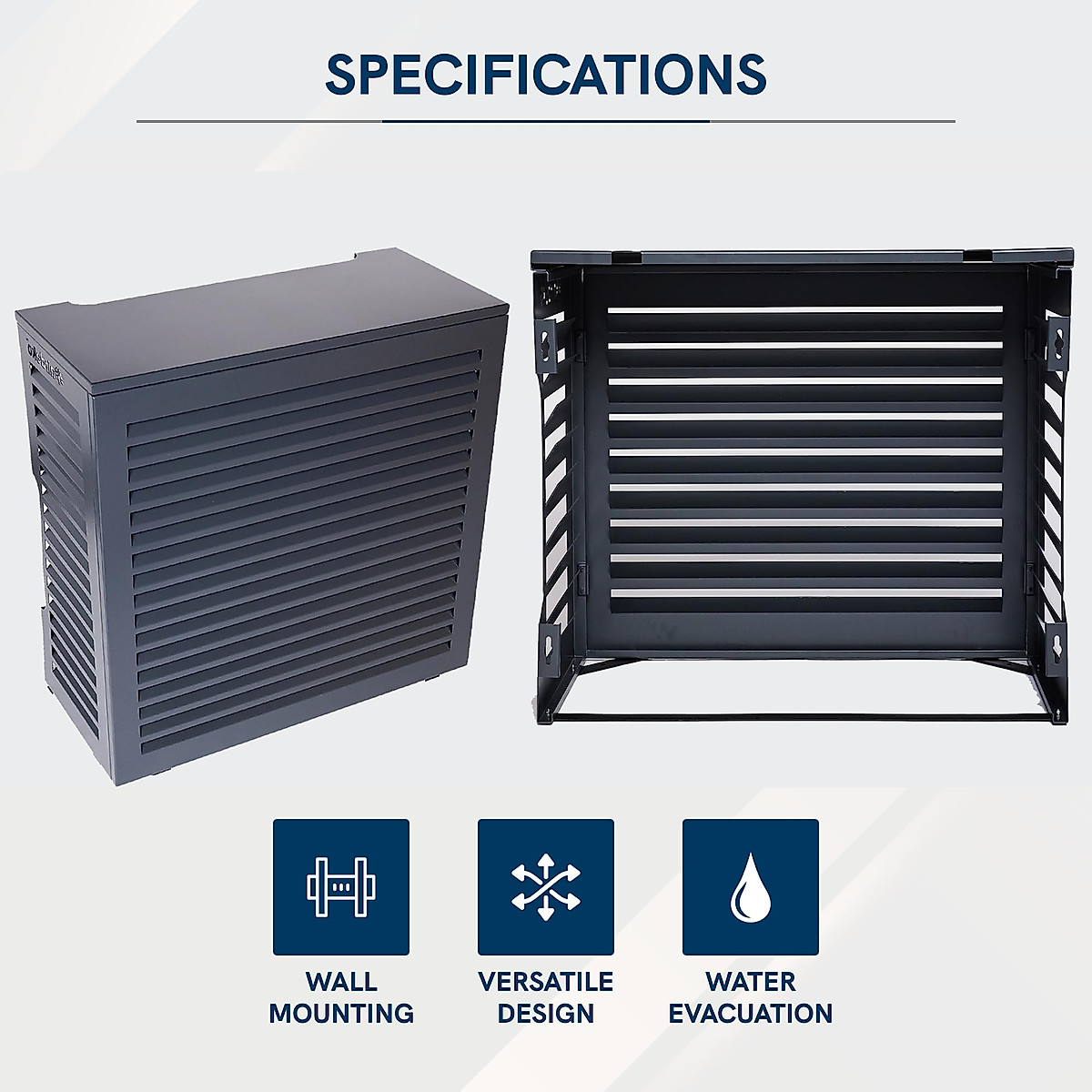 Airdeko's Mini Split AC Cover for Outside Units Sturdy Aluminum, Optimal Performance & Protection of Mini Split System Outdoor Condenser Compatible with Airdeko's Anti-Theft System (Charcoal, Large)