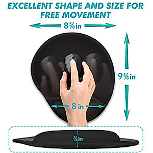 Ergonomic Mouse Pad with Superb Comfortable Wrist Rest Support Bar - Silicone Gel Mousepad with Non-Slip PU Base for Office, Home & Gaming