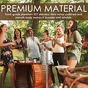 Silver Ice Bucket with Stand, Handles, Scoop and Bottle Opener, 1.3 Gallon Ice Cooler Bucket for Beer, Wine Chiller, Outdoor or Indoor Use