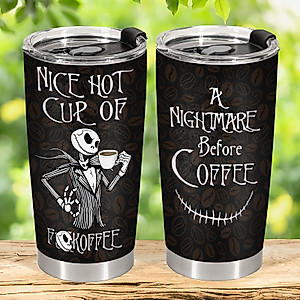 fat mummy Christmas Gifts for Cartoon Lovers, Nightmare Before Coffee Tumbler Stainless Steel with Lid, Skeleton Mug, Christmas Movie Cup, Birthday Gifts for Movie Lovers