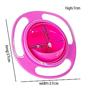 Wnvivi 2Pcs Spill Resistant Gyro Bowl, Magic Bowl 360 Degree Rotation Spill Resistant Gyro Bowl, Toy Tableware with a handle For Toddler Baby Kids Children Blue and Red