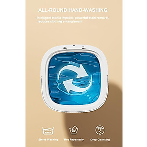 Portable Washing Machine, Mini Washer 15L High Capacity with 3 Modes Deep Cleaning for Underwear, Baby Clothes, or Small Items, Foldable Washing Machine for Apartments, Camping, Travel (Grey)