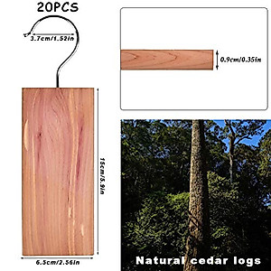 FOCCTS 20 Pcs Cedar Hangers Blocks, Natural Red Cedar Blocks for Clothes Storage, Cedar Hang Ups Set Household Protector, Aromatic Cedar Wood Hangers