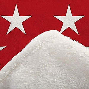 Mugod Stars Throw Blanket USA Flag White Stars on a Red Background Seamless Pattern Decorative Soft Warm Cozy Flannel Plush Throws Blankets for Bedding Sofa Couch 50 X 60 Inch