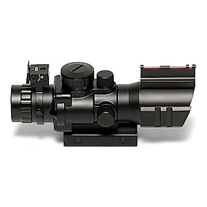 Osprey Global 4X32MDG : 4X 32 Compact Tactical Scope with 3 Color (Red Green or Blue) MIL-Dot Sight and Naturally Illuminated Fiber Optic Iron Sight