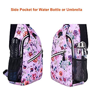 MOSISO Sling Backpack, Multipurpose Travel Hiking Daypack Rope Crossbody Shoulder Bag, Lobularia Maritima