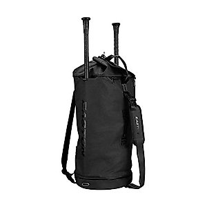 EASTON RETRO Bat & Equipment Duffle Bag, Baseball Softball, 2 Bat Sleeves, Vented Shoe Compartment, Easy Gear Access with Full Length Side Zipper, Shoulder & Backpack Straps, Fence Hook, Black