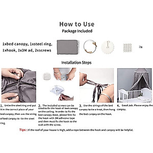 Uaugh Baby Crib Tent,Canopy Mosquito Net for Kids Baby Bed,Insect Protection Hanging Canopy,Dome Tent Room for Kids(Grey 93inches (Pink)