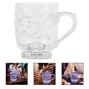 IMIKEYA 3D Dragon Embossed Cup, LED Flash Mug Coffee Beer Whisky Cup for Bar Club Home Dragon Collectible Gift