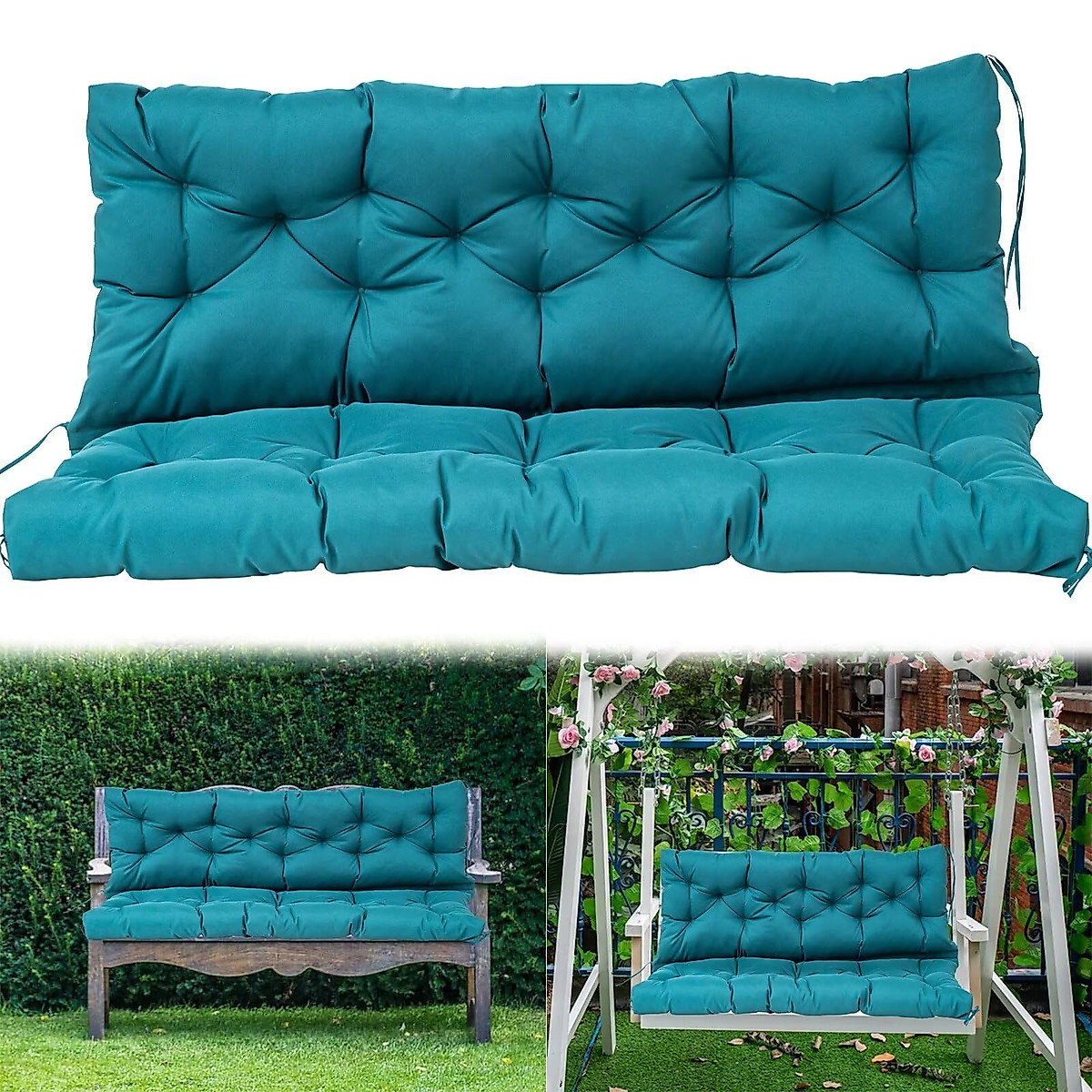 DEWQFXD Swing Replacement Cushions Waterproof Porch Swing Cushions 2-3 Seater Outdoor Swing Cushions for Outdoor Furniture 60x40 Inches