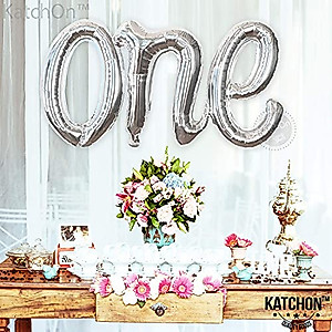 Big, Silver One Balloon for First Birthday - 20 Inch | One Birthday Balloon for Winter Onederland 1st Birthday Girl Decorations | One Silver Balloon, One Mylar Balloon | One Balloons for 1st Birthday