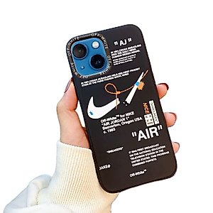 Off-White™ iPhone 13 Only (6.1-inch Display) Black Case Liquid Silicone, Slim, Phone Case, Anti-Scratch Soft Microfiber Lining.