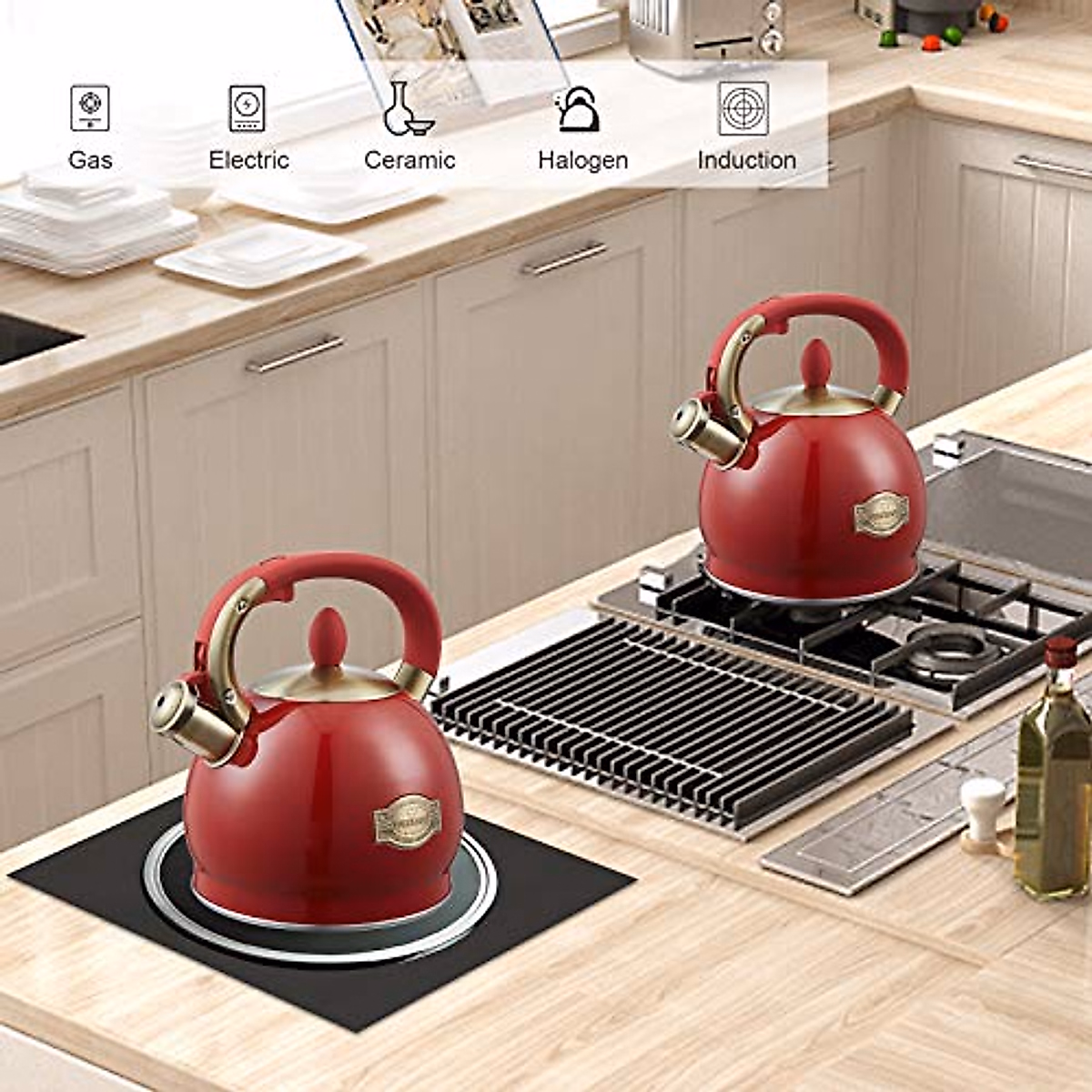 Tea Kettle -2.8 Quart Tea Kettles Stovetop Whistling Teapot Stainless Steel Tea Pots for Stove Top Whistle Tea Pot