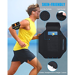 Running Armband [3D Design] with AirPods Bag, Running Phone Holder for iPhone 15 14 13 12 11 Pro Max Plus, Samsung S24 S23 S22 S21 [Up to 6.9 Inch], Gym Workouts Sports Arm Band with Card Holder