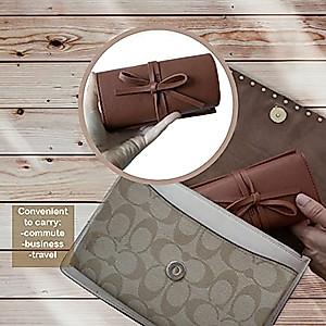 INGEAR Jewelry Organizer Roll Bag for Women Girls Jewelry Box Organizer Bracelet Holder Earring Holder Organizer Jewelry Travel Organizer Clutch Purses for Women (Brown)