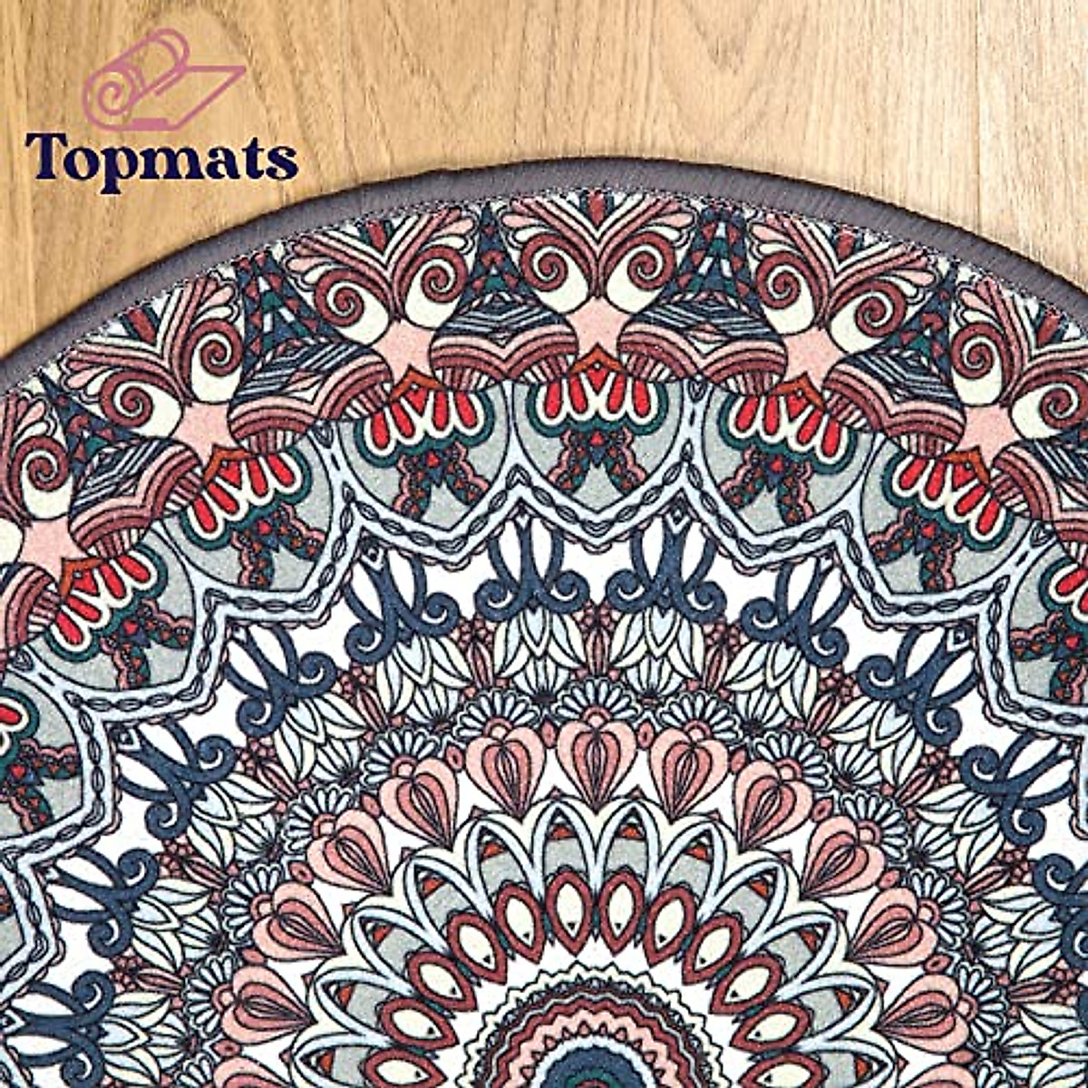 TopMats Round Area Rug - Modern Premium Indoor and Outdoor Durable Round Rug for Kitchen, Bedroom, Bathroom, Living Room, or Fireplace. Non-Skid, Washable, and Easy to Clean - 24in (Stainglass)