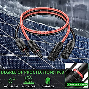 GARLLEN 3 Feet Solar Panel Extension Cable 10AWG/6mm², Solar Panel Cable with IP68 Waterproof, Solar Panel Photovoltaic Cable with Female and Male Connectors (3FT Red + 3FT Black)