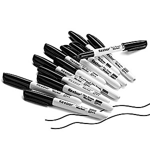 Keebor Basic Fine Tip Dry Erase Markers, Black, Bulk of 72 Pack Low-Odor Whiteboard Markers for Office School Home