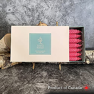 Twigs & Birch Tall Taper Candles Pack (14 Pink Beeswax Candles) – 7 Pairs of 100% Natural Canadian Beeswax Taper Candles – Smokeless Air-Purifying Burn - 9 inch Long Candles, Natural Colors