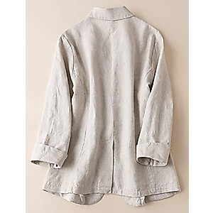 Linen Blazer Women Linen Jackets Casual Spring Summer Blazers Lightweight Clothes (Beige Blazer, M)