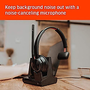 Plantronics - Savi 8210 Office - Wireless DECT Single-Ear (Monaural) Headset - Connects to Deskphone, PC and/or Mac - Works with Teams, Zoom & more - Noise Canceling