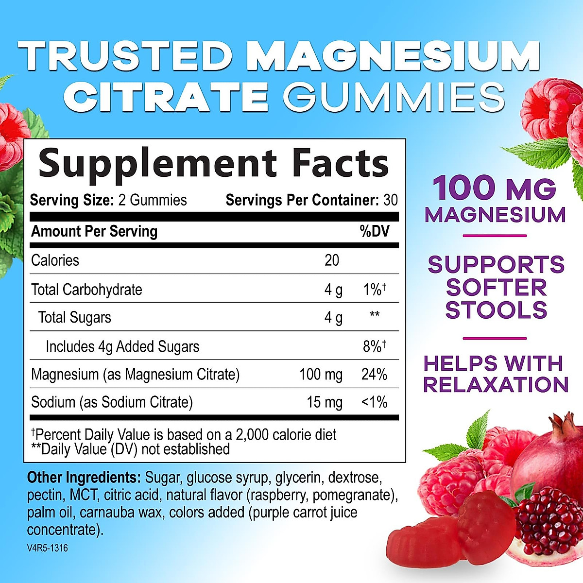 Magnesium Supplement Gummy - High Absorption Magnesium Citrate Supplement for Adults & Kids - Nature's Calm Magnesio Gummies Dietary Supplements for Bone, Muscle Health, Heart Support - 60 Gummies