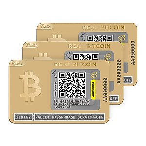 Ballet 3-Pack REAL Bitcoin, Gold Edition - The Easiest Crypto Cold Storage Card - Cryptocurrency Hardware Wallet with Multicurrency and NFT Support (Old Packaging)