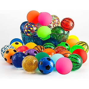 OBTANIM 50 Pieces Colorful Bouncy Balls Bulk Mixed Pattern High Bouncing Balls for Kids Party Favors, Prizes, Birthdays Gift (27 mm)