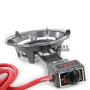 M.D.S Cuisine Cookwares Propane Single Big Large Gas Burner Portable Stove Camping BBQ with Hose & Regulator