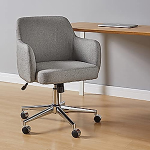 Amazon Basics Upholstered Home Office 360 Degree Swivel Rolling Desk Chair with Arms and Adjustable-Height - Light Gray, 25"D x 23.25"W x 36.25"H