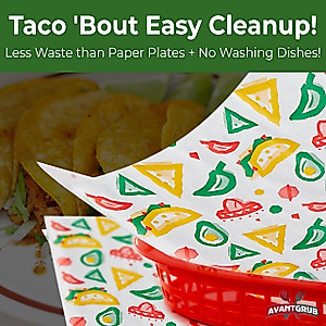 Fun, Fiesta Style 12in Deli Paper 50 Ct. Greaseproof, Microwave-Safe Mexican Themed Tissue Great for Burrito Wrappers or Nacho Basket Liners. Southwest Party Supplies for Cinco de Mayo Celebration